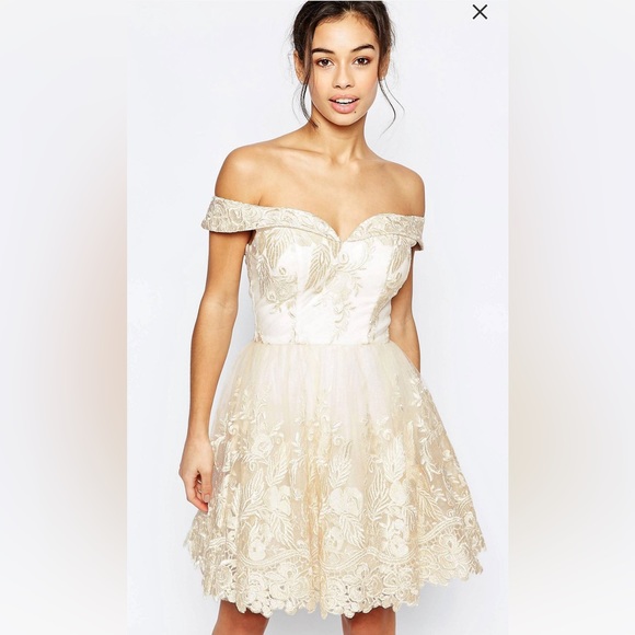 Chi Chi London | Dresses | Chi Chi London Petite Bardot Lace Dress ...